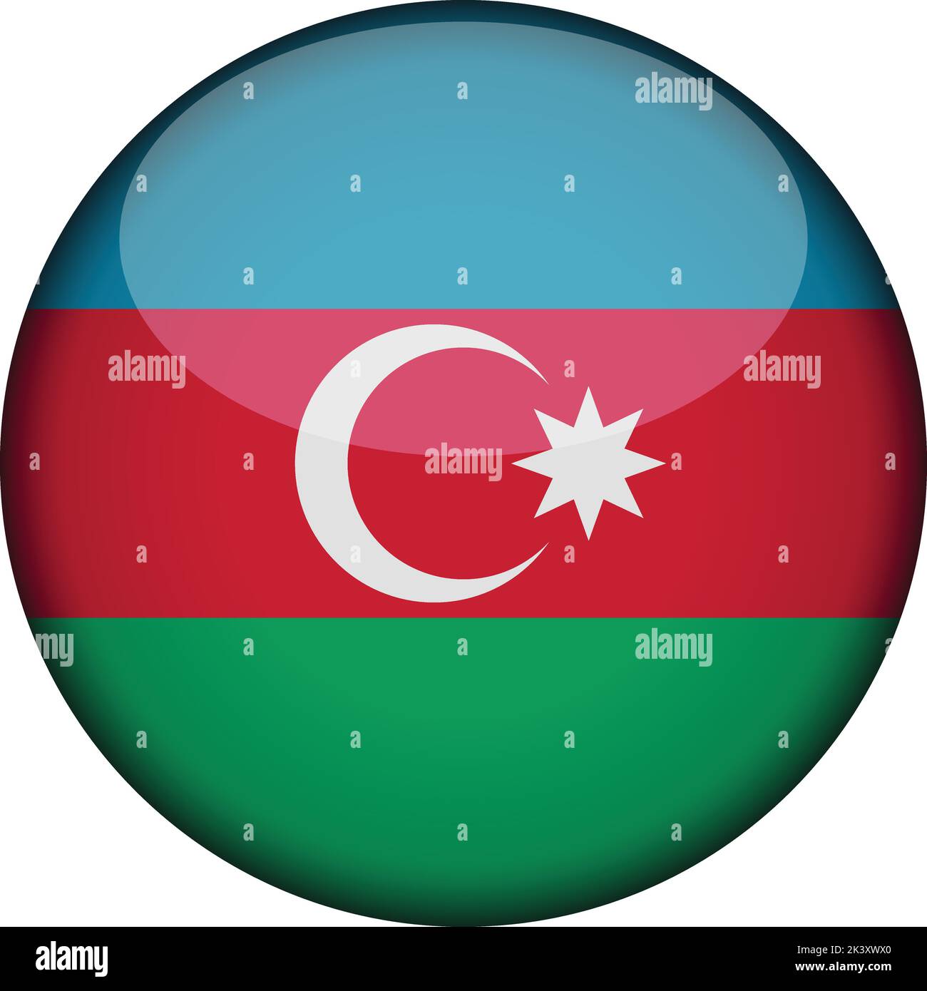 azerbaijan Flag in glossy round button of icon. azerbaijan emblem ...