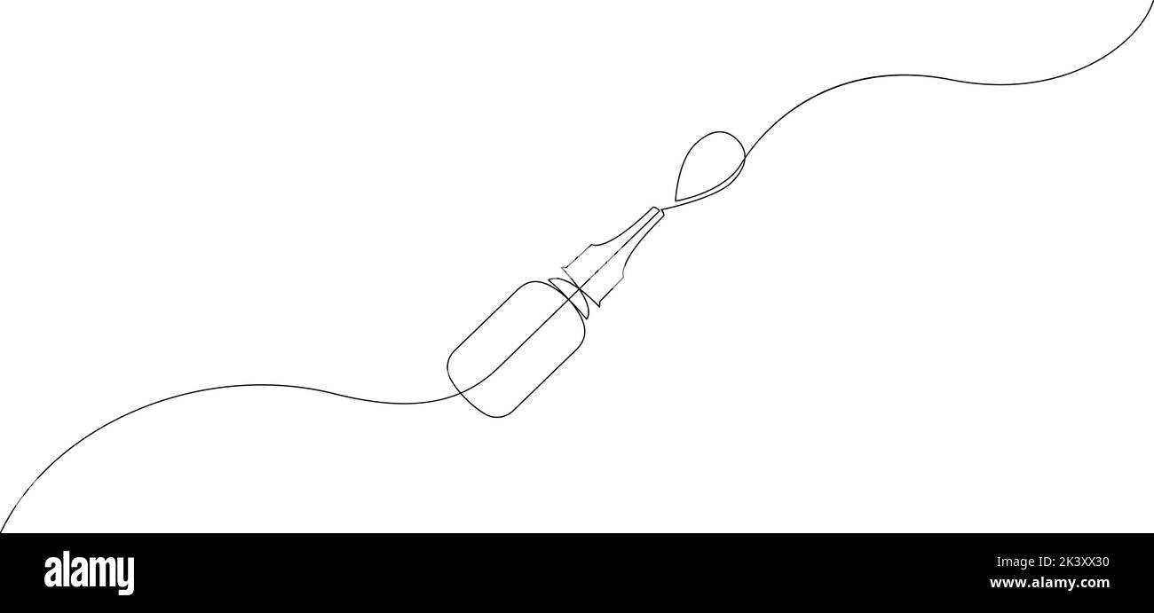 Continuous one line drawing. Cosmetics, oils or medical drops or spray ...