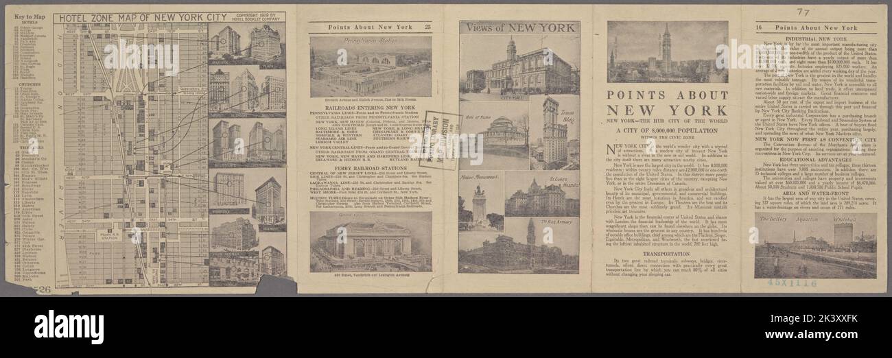 Hotel Zone Map of New York City 1918. Cartographic. Maps. Lionel Pincus ...