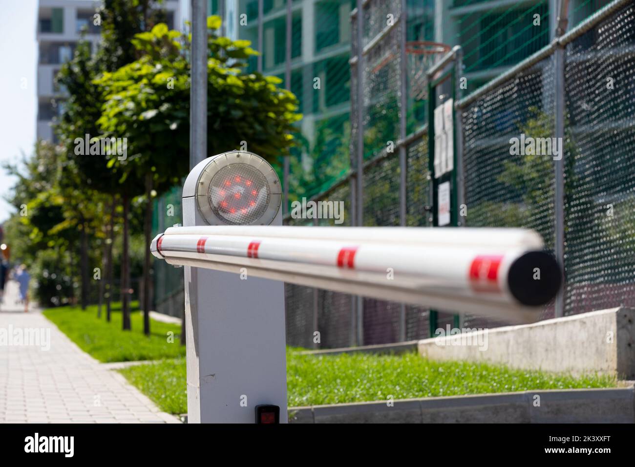 Picture of a modern parking lot barrier Stock Photo - Alamy