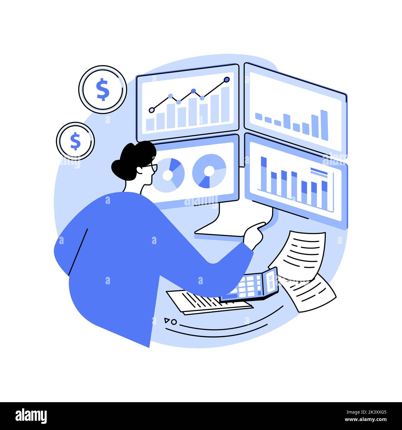 Financial analyst isolated cartoon vector illustrations Stock Vector ...
