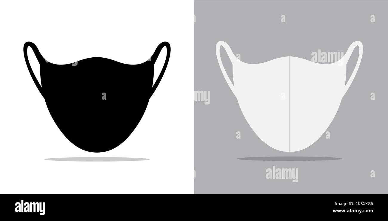 Facemask vector mockup icon. Black face mask ppe anti dust mask shape ...