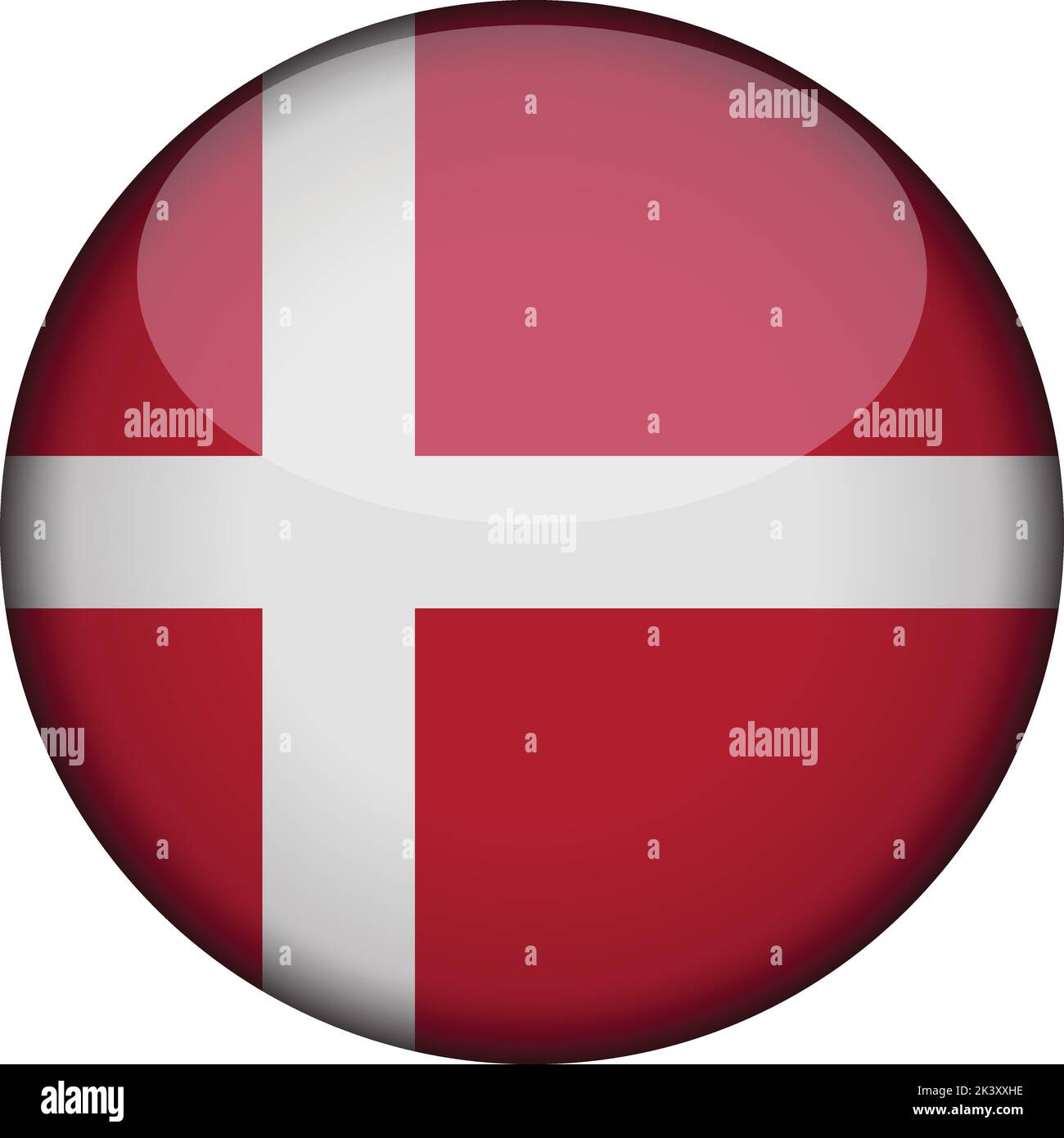 denmark Flag in glossy round button of icon. denmark emblem isolated on ...
