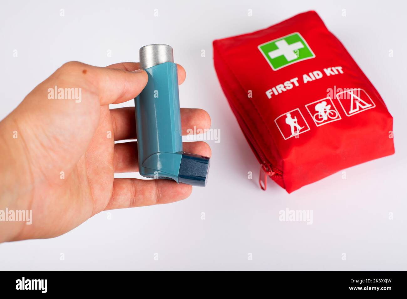 Top view of a first aid medical kit on black background Stock Photo - Alamy