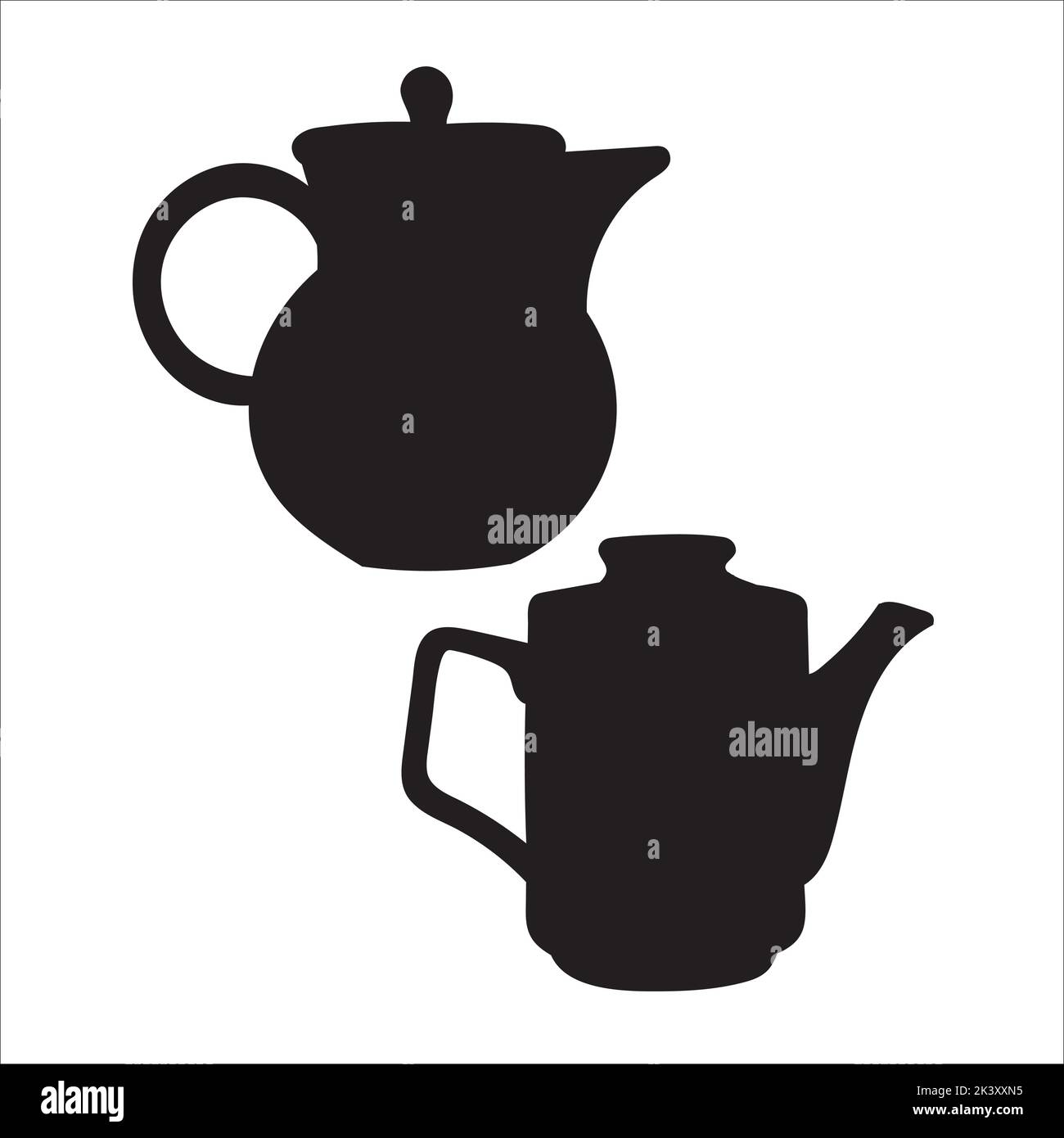 Vector Set Of Teapots Silhouettes Illustration Isolated On White ...