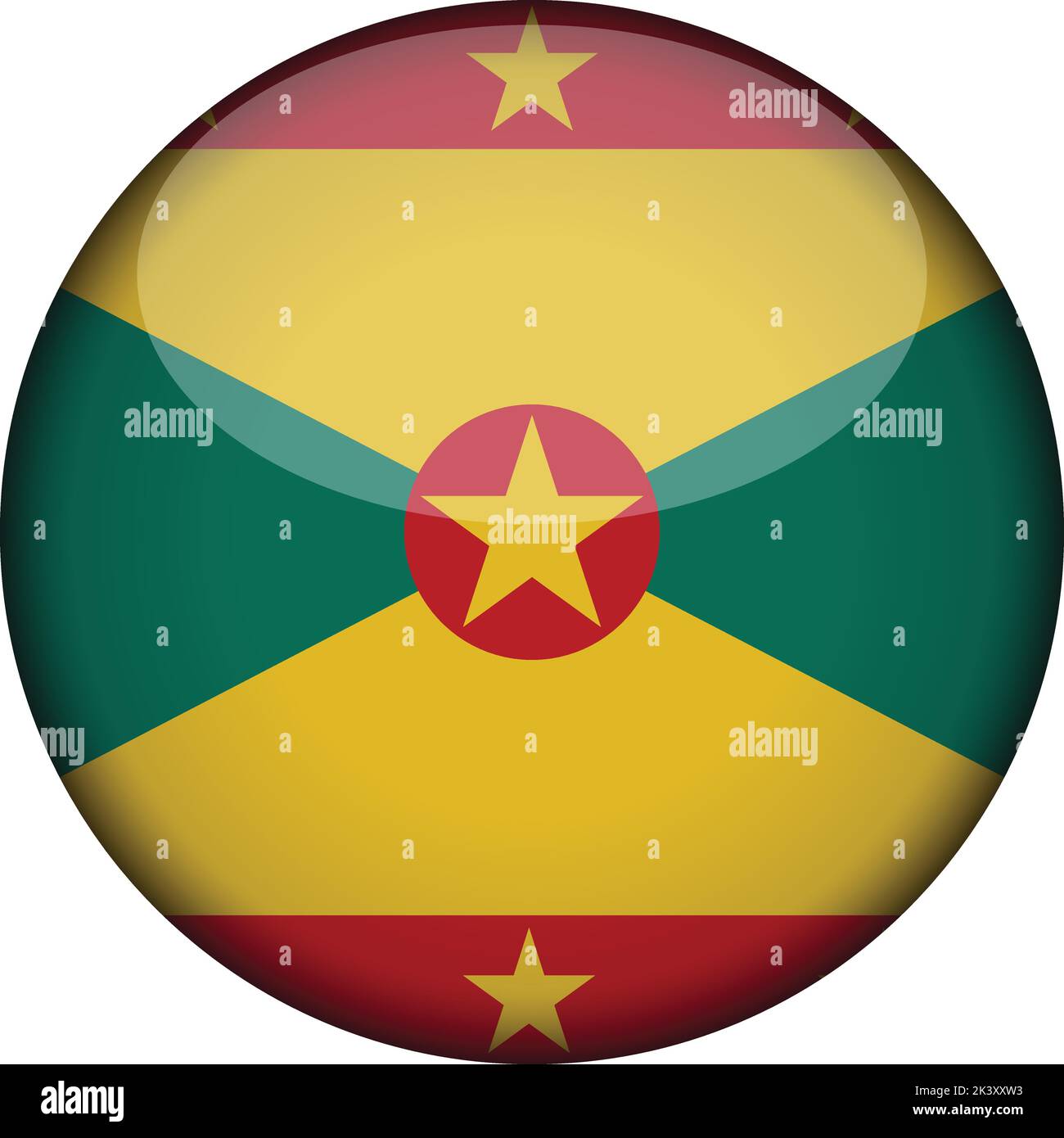 grenada Flag in glossy round button of icon. grenada emblem isolated on ...