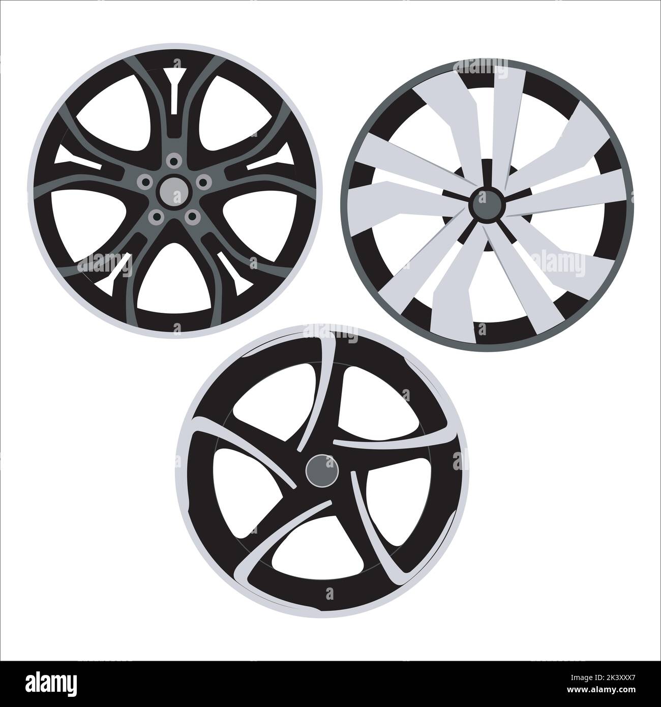 Vector Set Of Alloy Wheels Illustration Isolated On White Background Stock Vector Image & Art ...