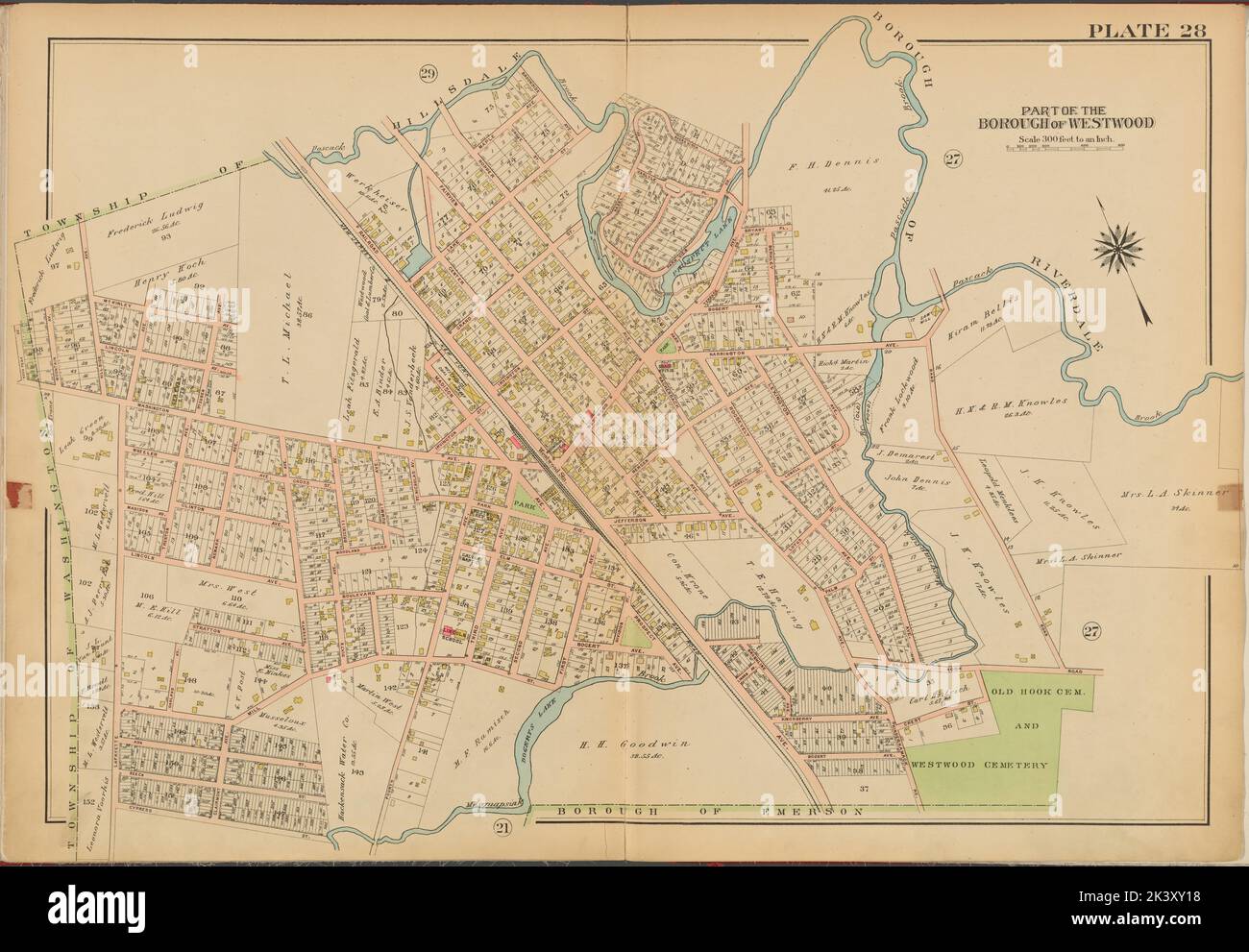 Bergen County, V. 2, Double Page Plate No. 28 Part of the borough of ...
