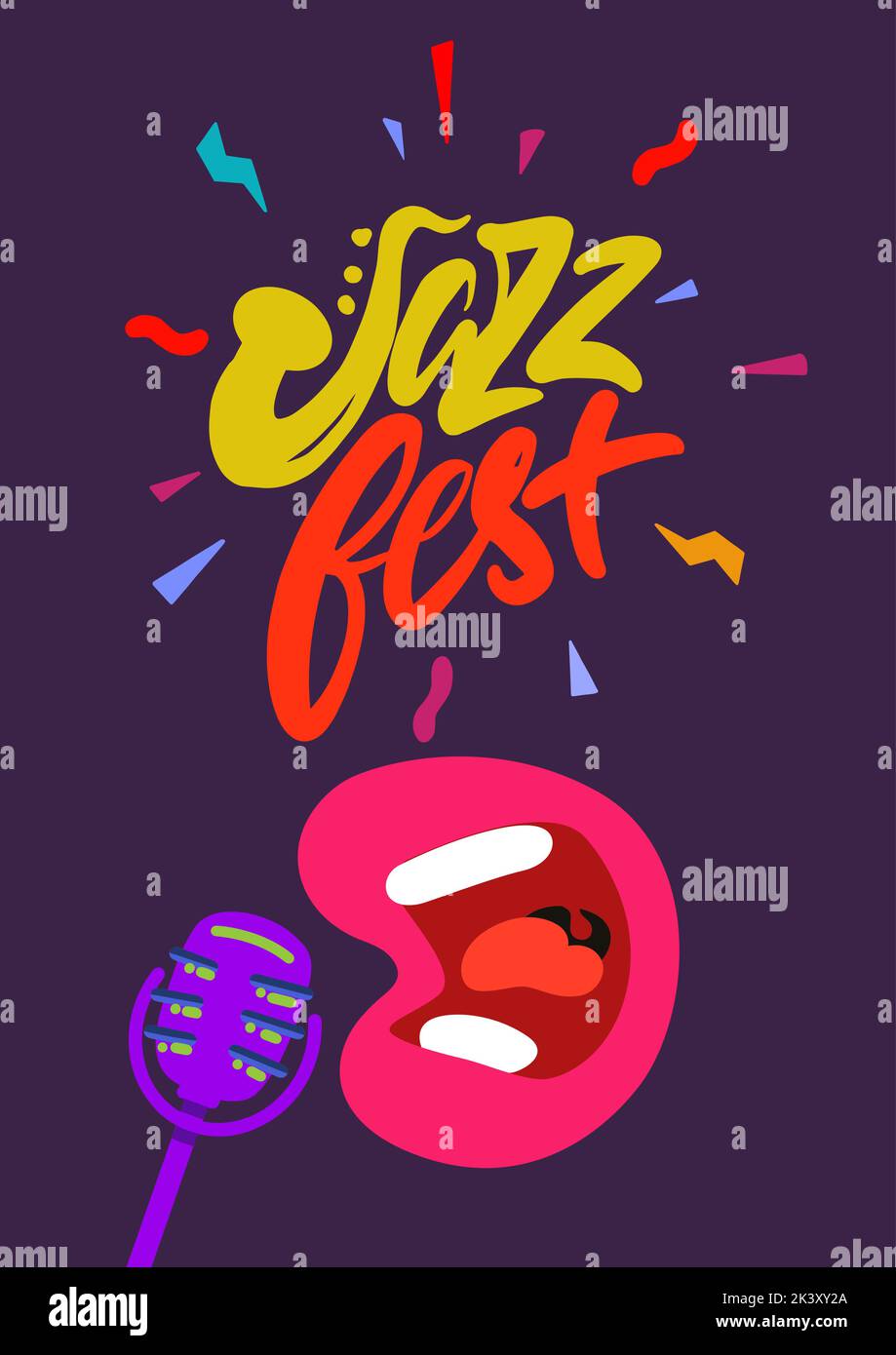 Jazz festival poster concept in cartoon style for print and design ...