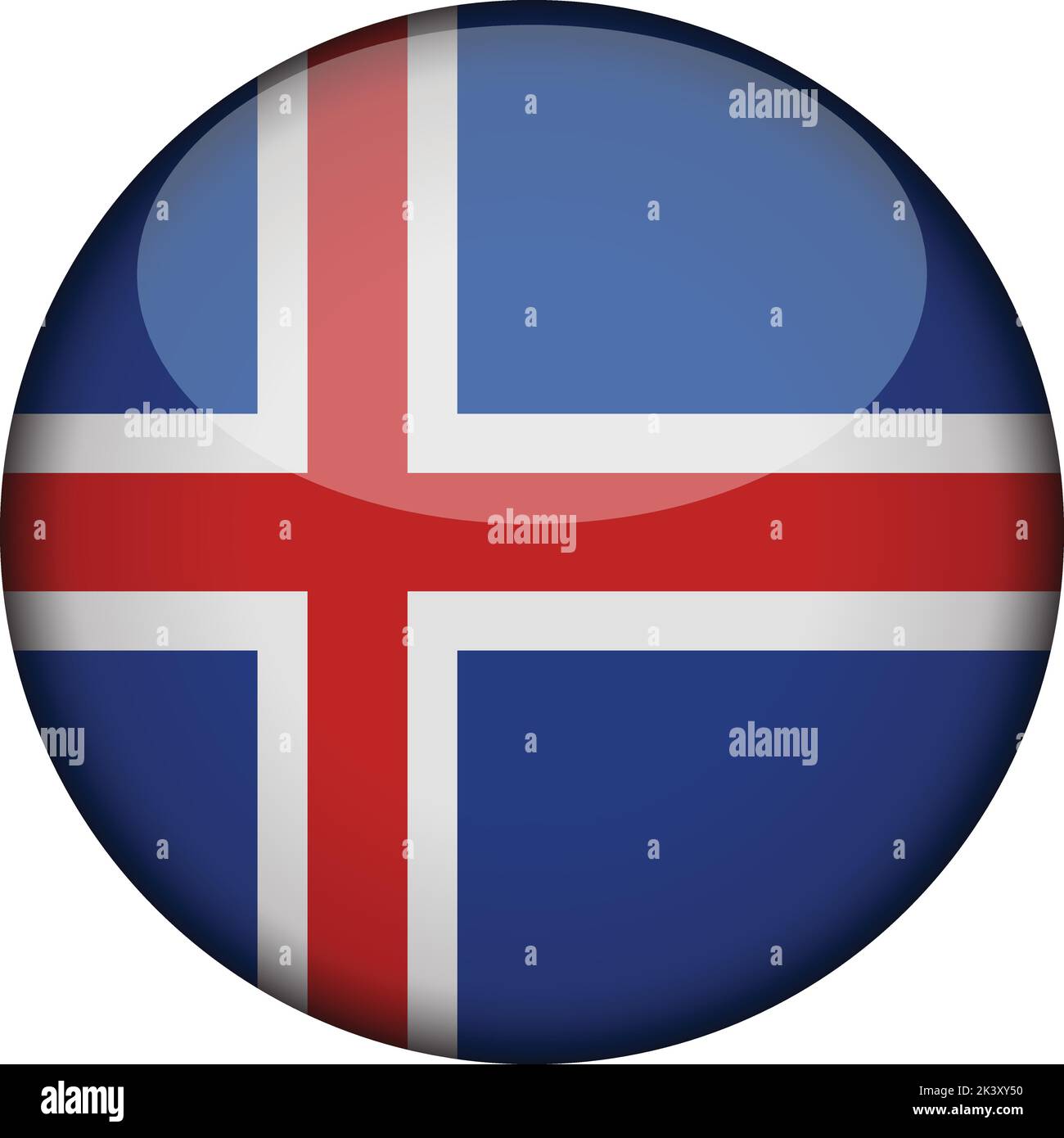 iceland Flag in glossy round button of icon. iceland emblem isolated on ...