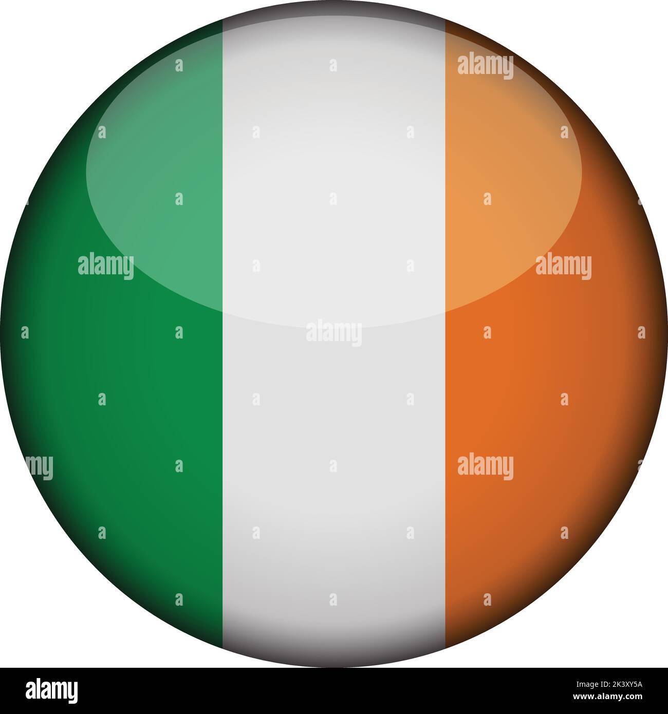ireland Flag in glossy round button of icon. ireland emblem isolated on ...