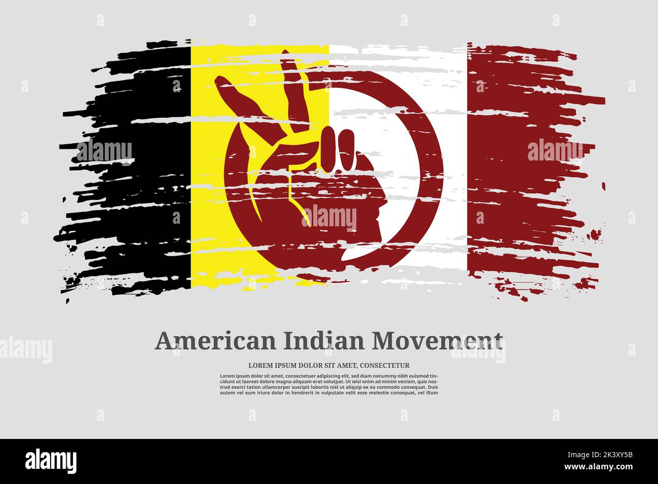 American Indian Movement flag with brush stroke effect and information ...