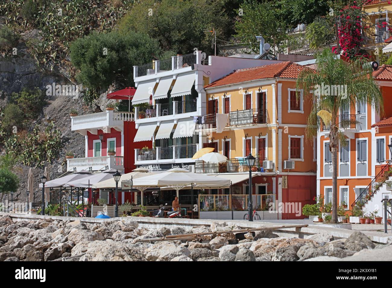 Parga city Greece beautiful old colorful building exploration traveling ...