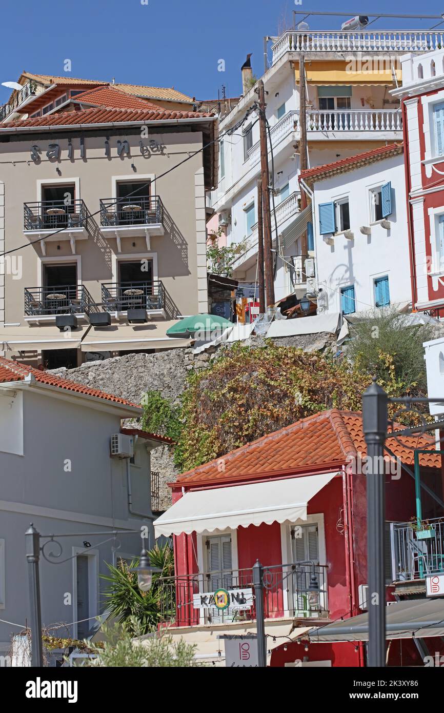 Parga city Greece beautiful old colorful building exploration traveling ...