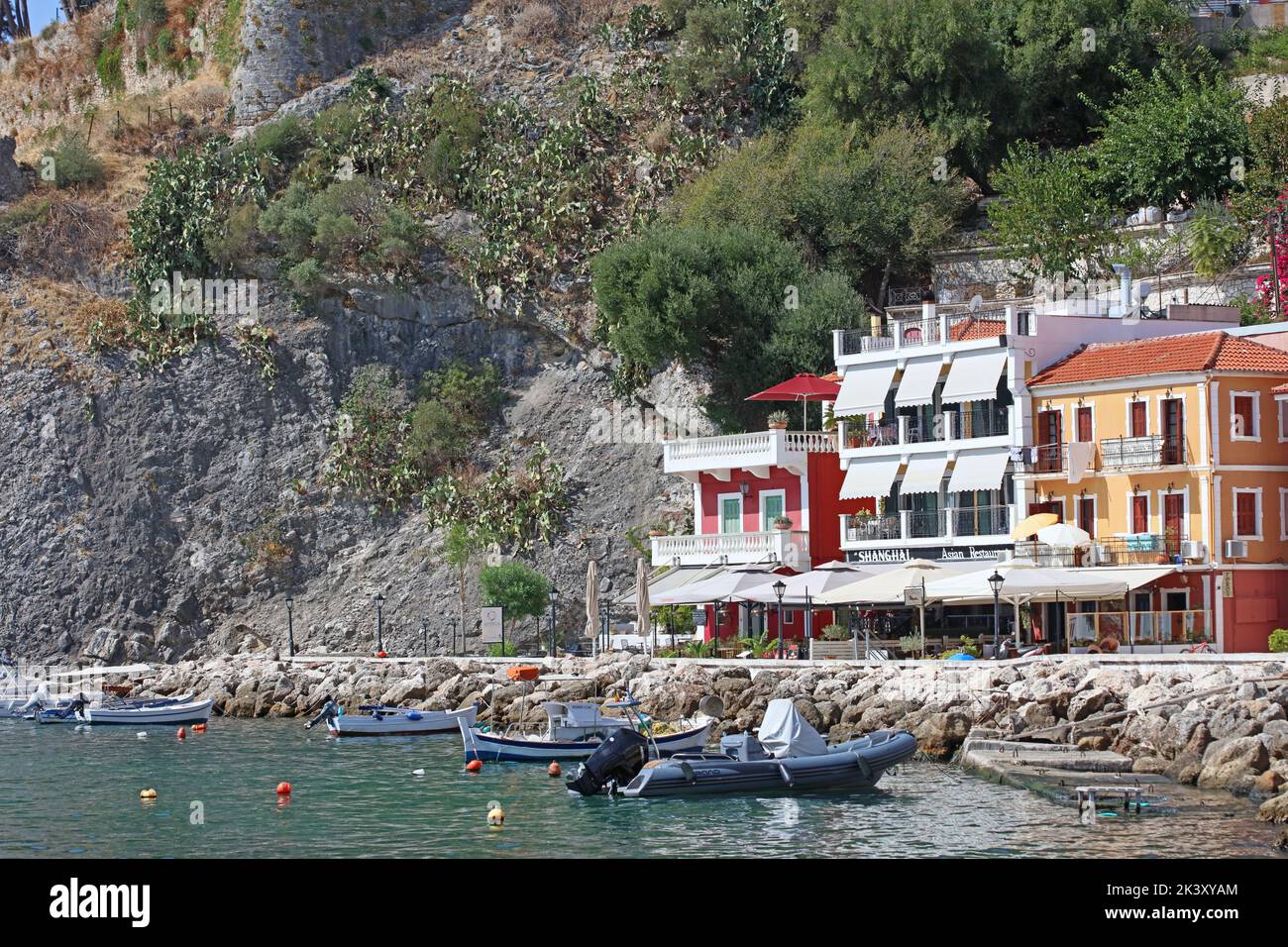 Parga city Greece beautiful old colorful building exploration traveling ...