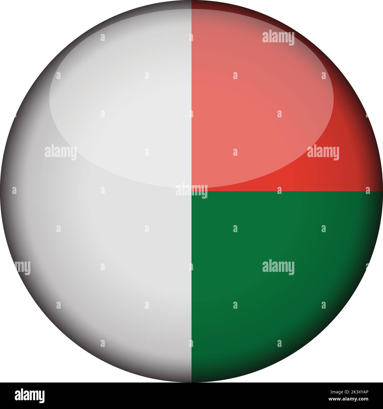 madagascar Flag in glossy round button of icon. madagascar emblem ...