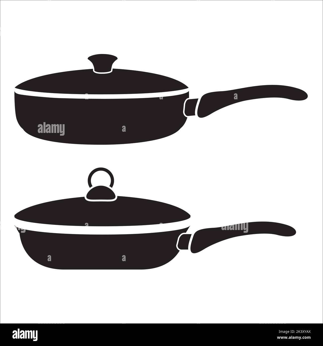 Vector Set Of Frying Pans Silhouettes Illustration Isolated On White ...