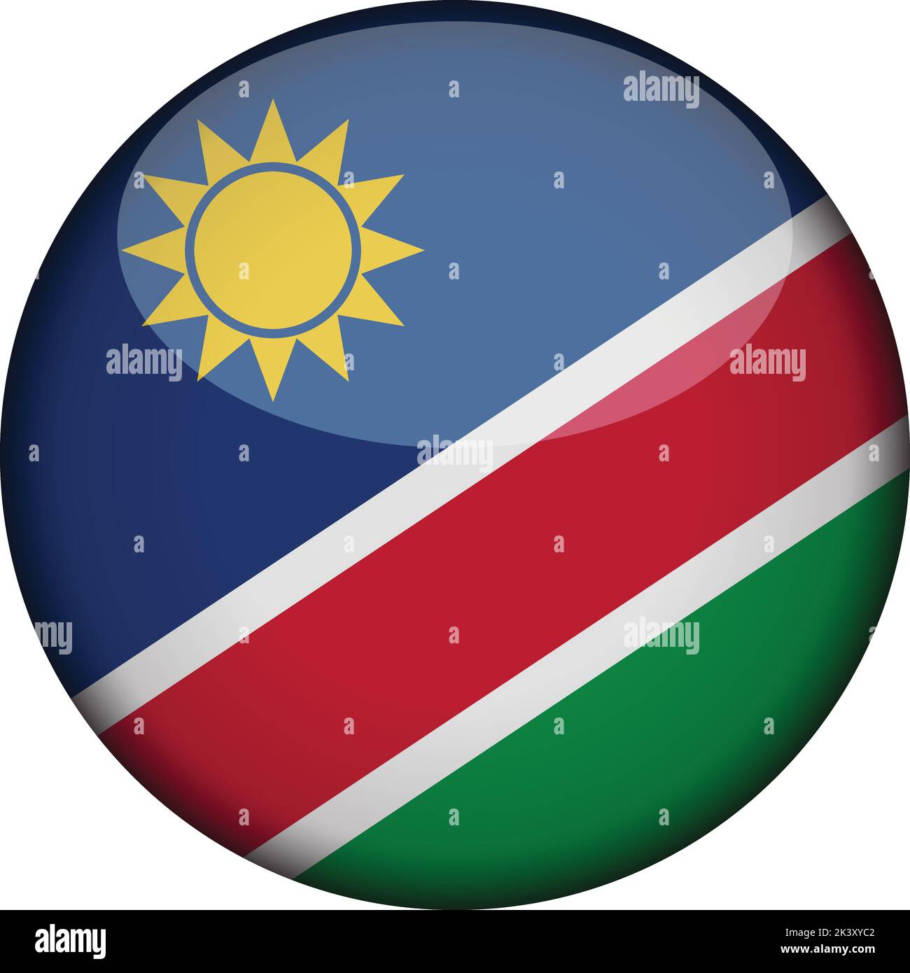 namibia Flag in glossy round button of icon. namibia emblem isolated on ...