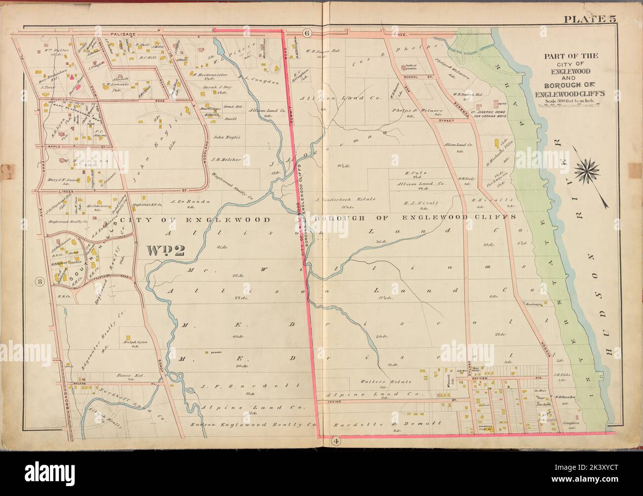 Bergen County, V. 1, Double Page Plate No. 5 Map bounded by Palisade ...