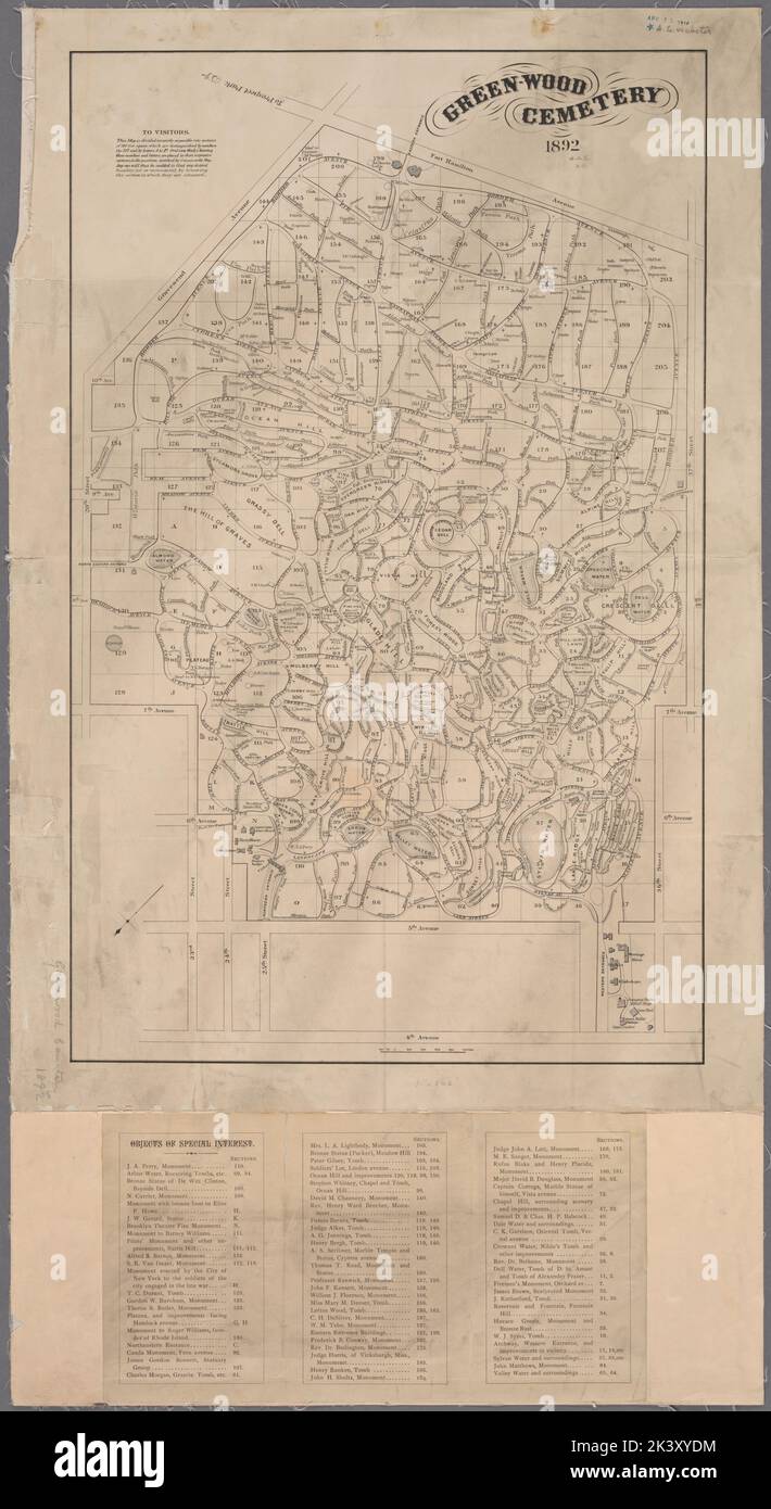 Green-Wood Cemetery Cartographic. Maps. 1892. Lionel Pincus and ...