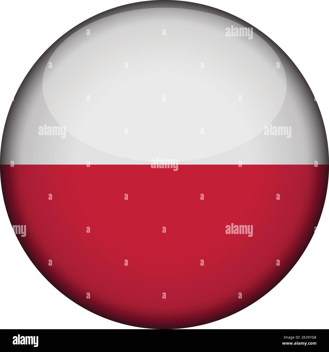 poland Flag in glossy round button of icon. poland emblem isolated on ...