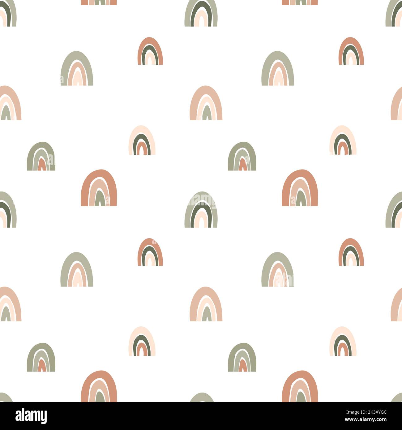 Seamless pattern with boho rainbows in earth tones. Calm childish ...