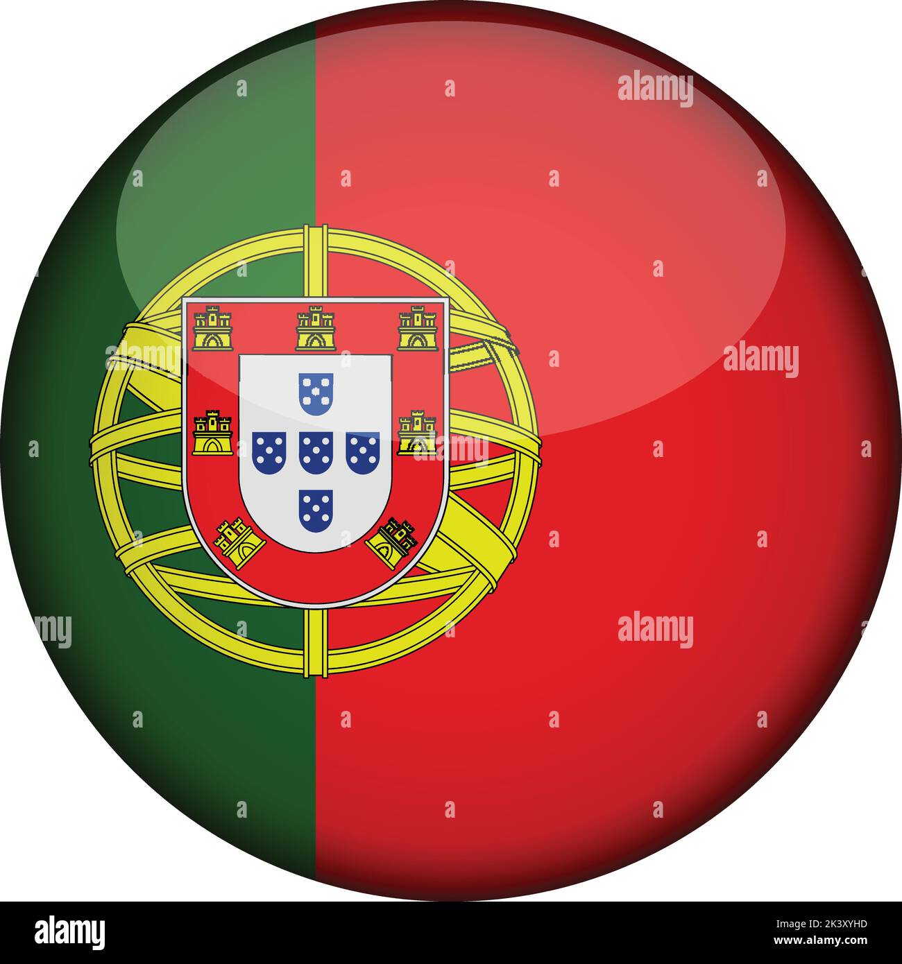 portugal Flag in glossy round button of icon. portugal emblem isolated ...