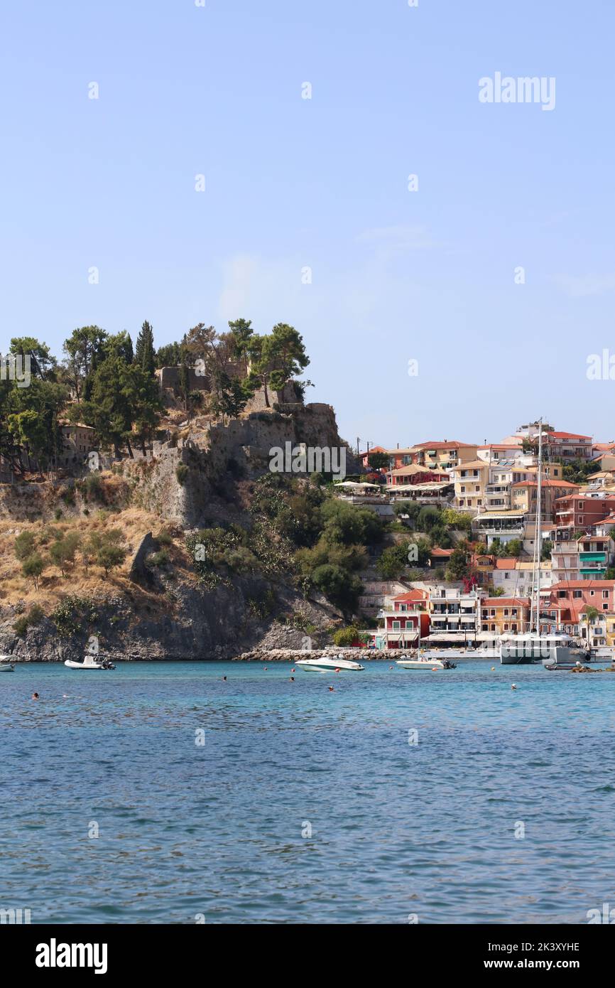 Parga city Greece beautiful old colorful building exploration traveling ...