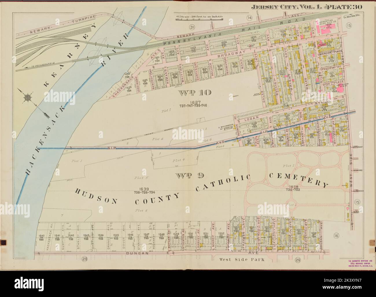 Hudson County, V. 1, Double Page Plate No. 30 Map bounded by Hackensack ...