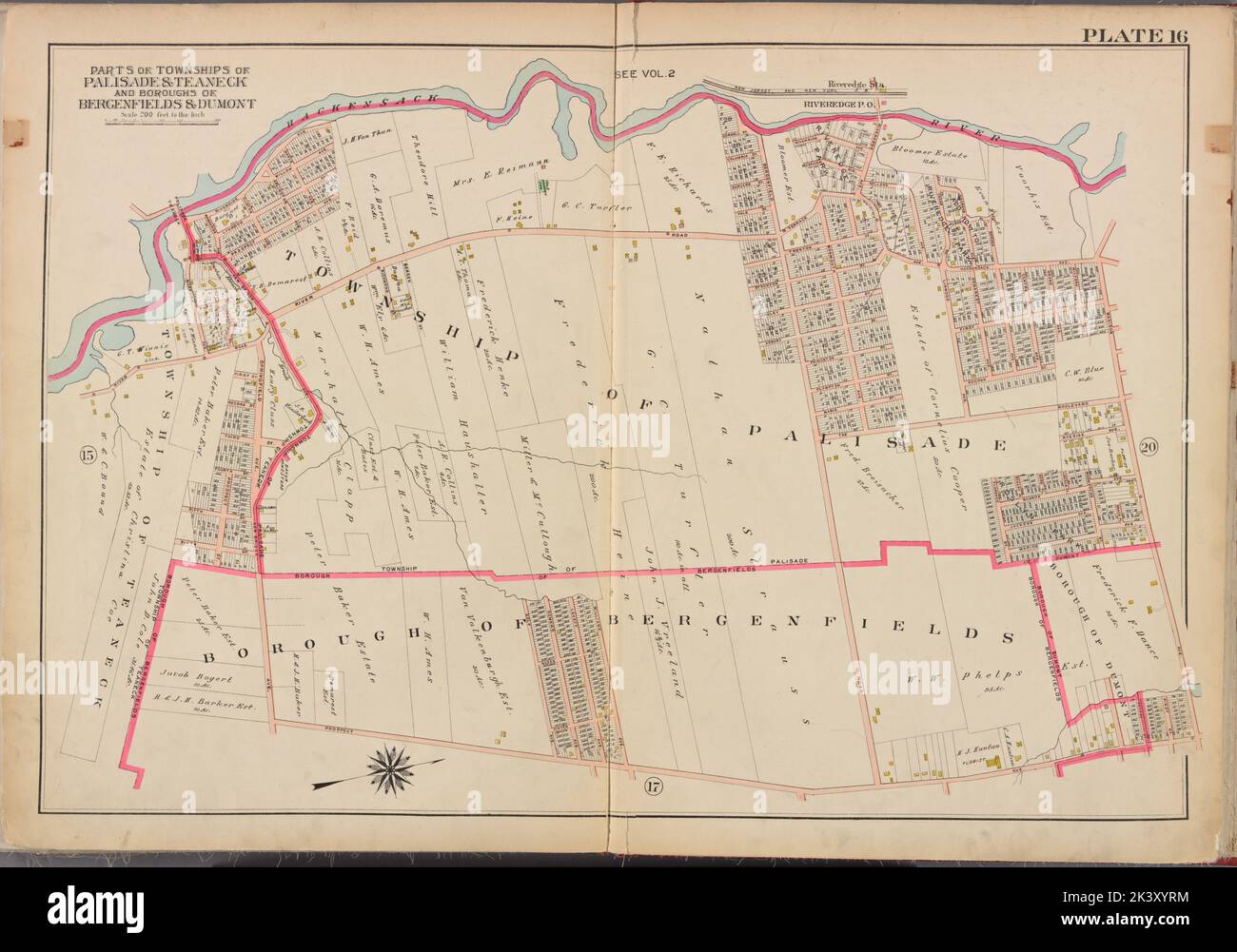 Bergen County, V. 1, Double Page Plate No. 16 Map bounded by Hackensack ... Bergen County, V. 1, Double Page Plate No. 16 Map bounded by Hackensack ...