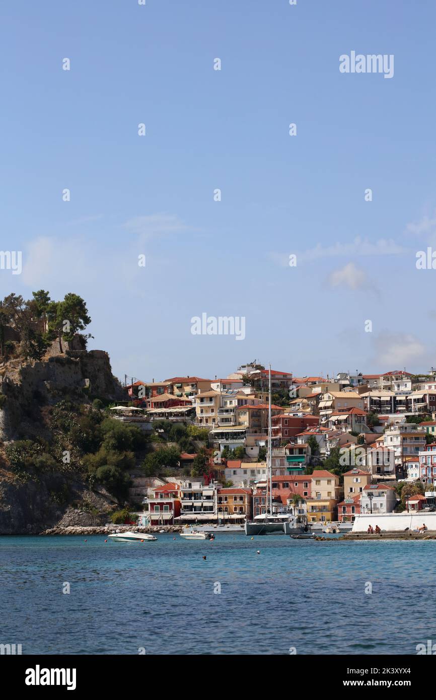 Parga city Greece beautiful old colorful building exploration traveling ...