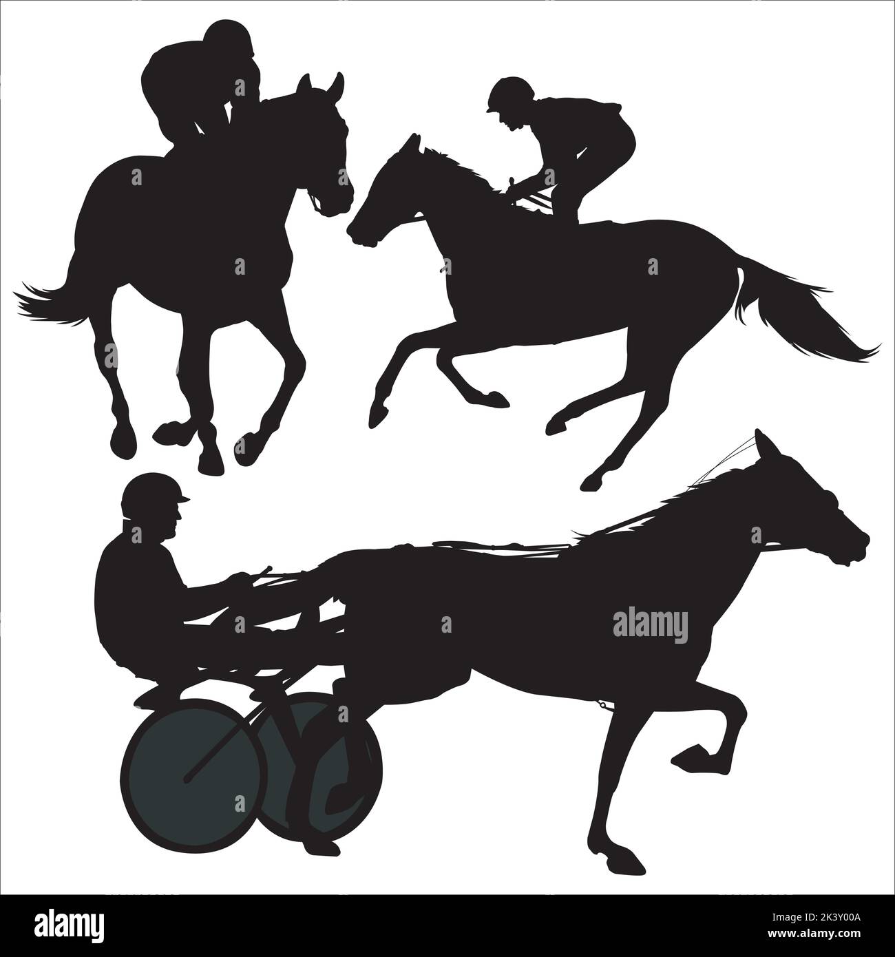 Vector Set Of Horseman With Horse Silhouettes Illustration Isolated On ...