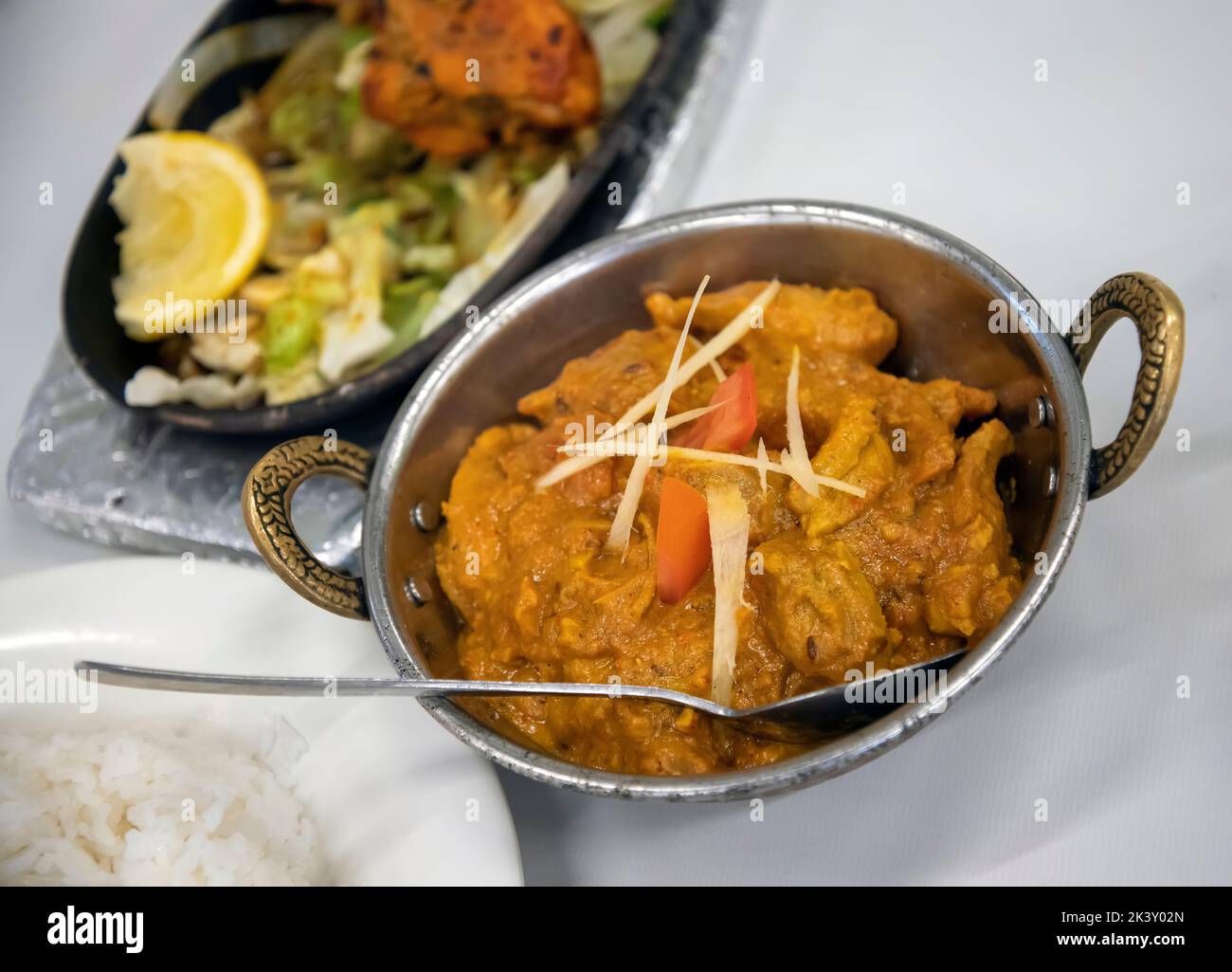 Indian Chicken, beef and Mutton Kadai Stock Photo - Alamy