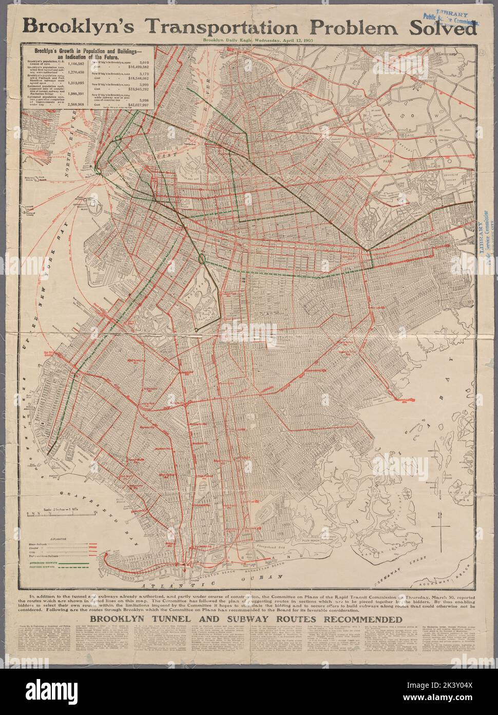 Transportation map of Brooklyn, Improvements shown on verso (separate ...