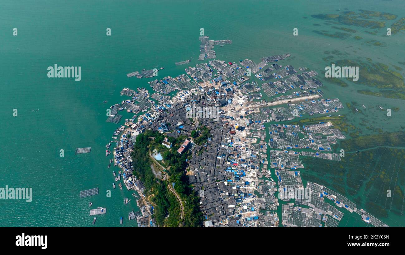NINGDE, CHIAN - SEPTEMBER 24, 2022 - Aerial view of Zhujiang Island, an ...