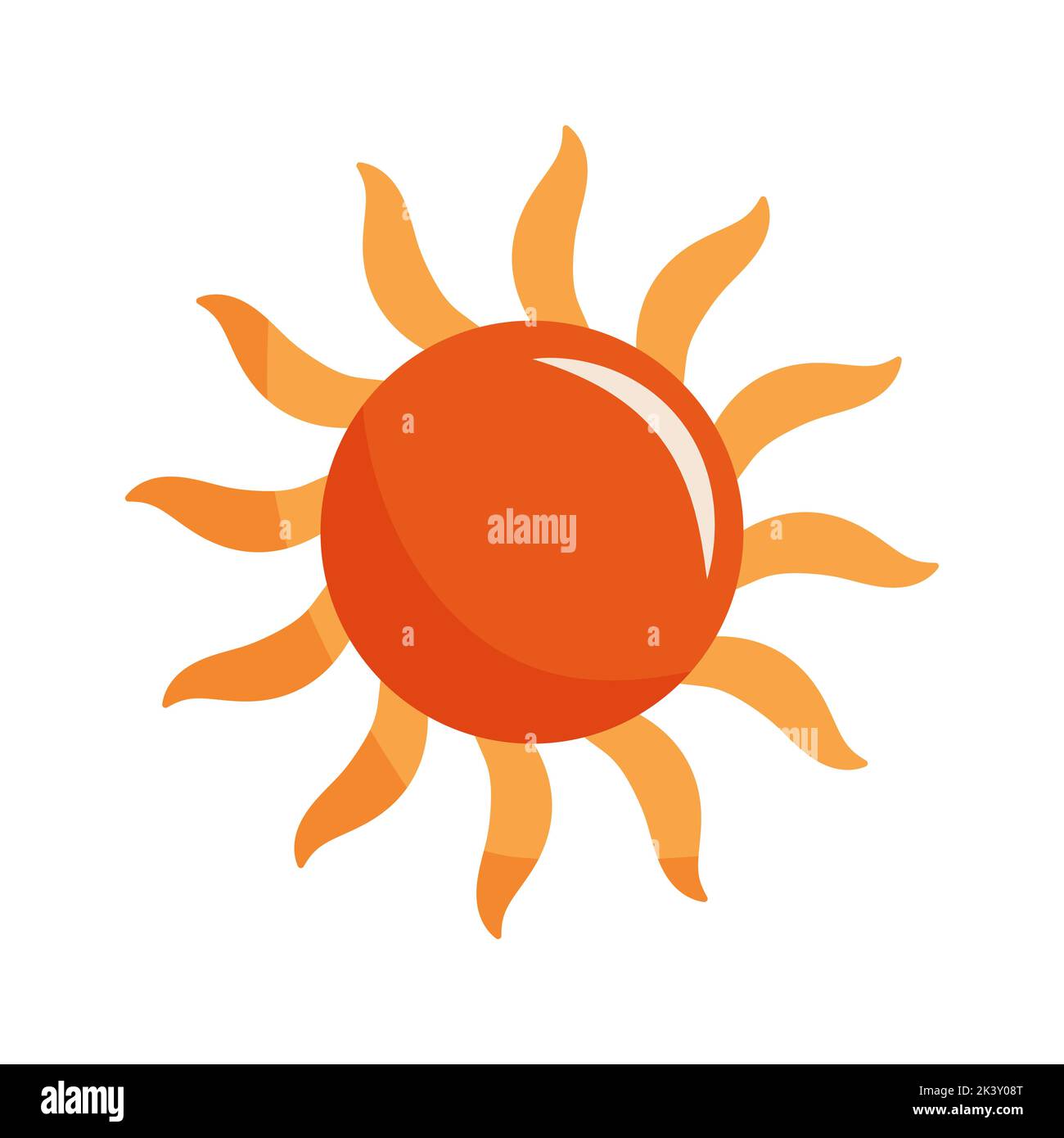 Vector flat sun icon in cartoon flat style. Sunlight symbol. Cute ...