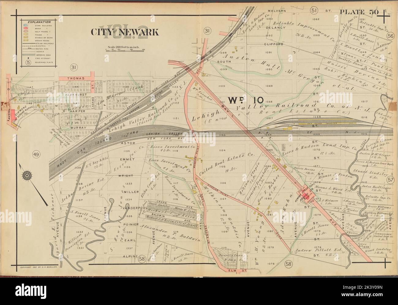 Newark, V. 2, Double Page Plate No. 50 Map bounded by Thomas St ...