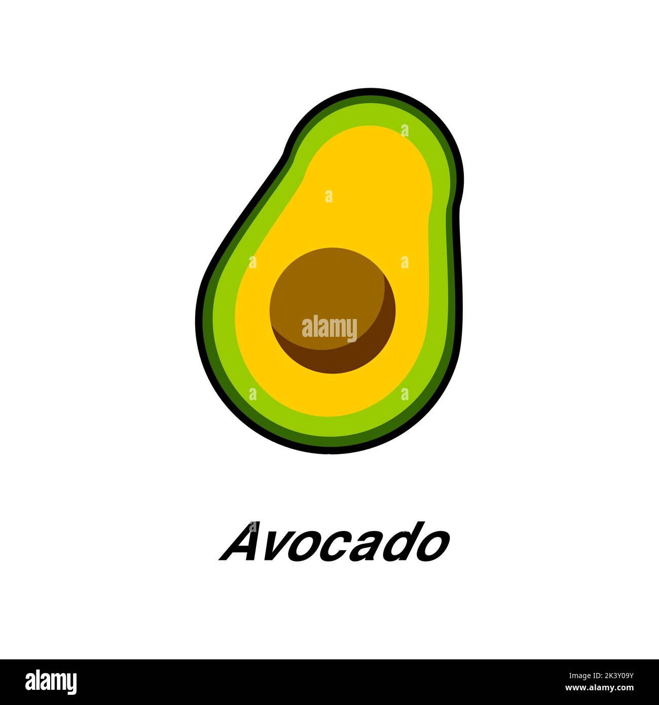 Avocado illustration in cartoon style. Ripe avocado in green and yellow ...
