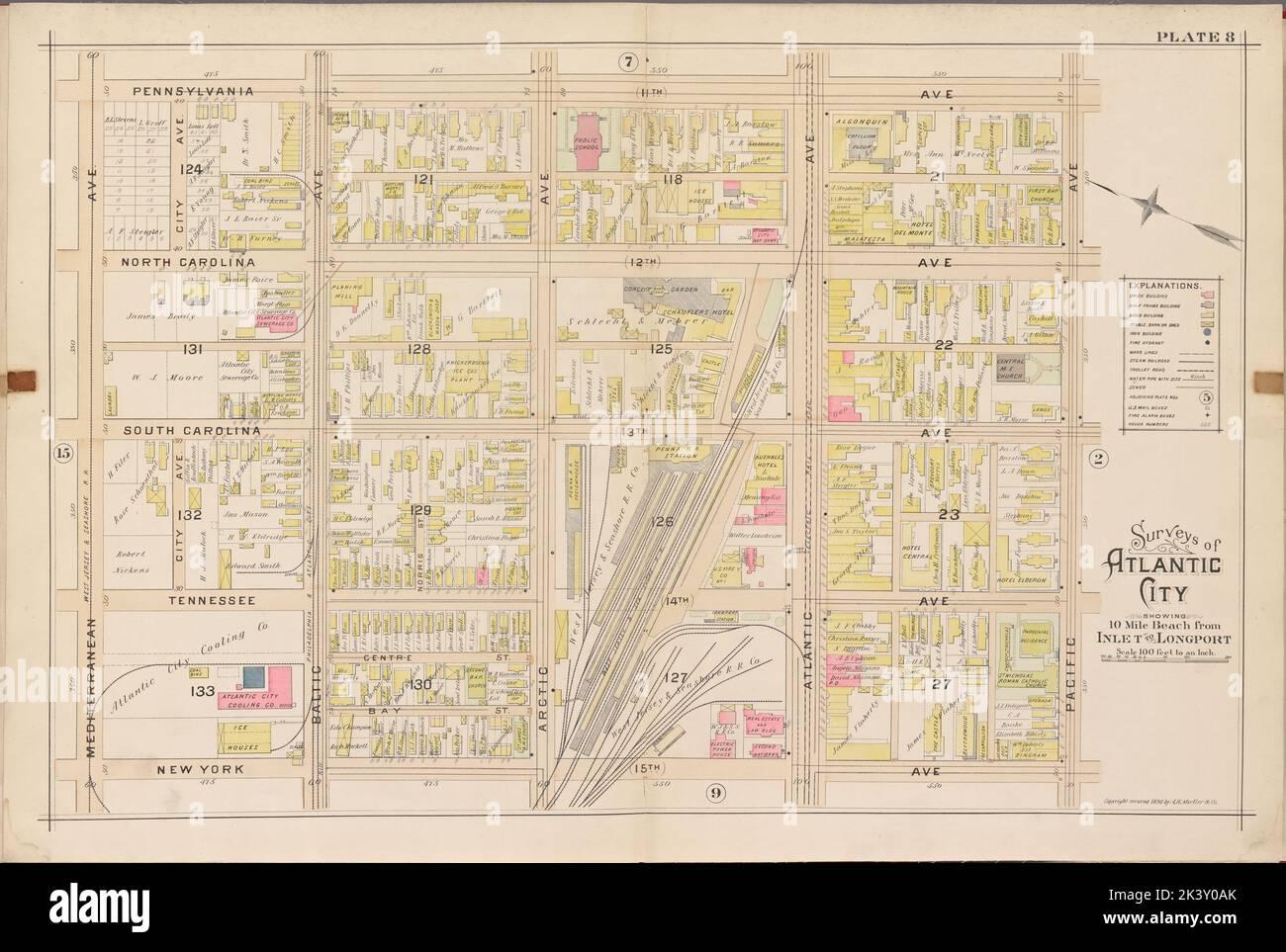 Atlantic City, Double Page Plate No. 8 Map bounded by Pennsylvania Ave ...