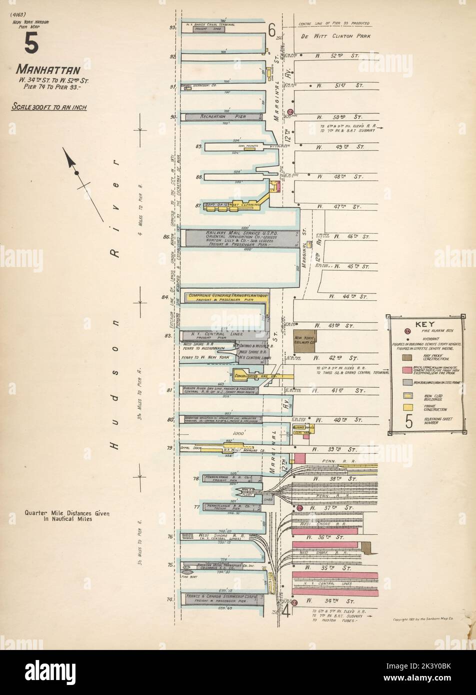 Pier map of New York harbor, including Manhattan, Bronx, Brooklyn, Long ...