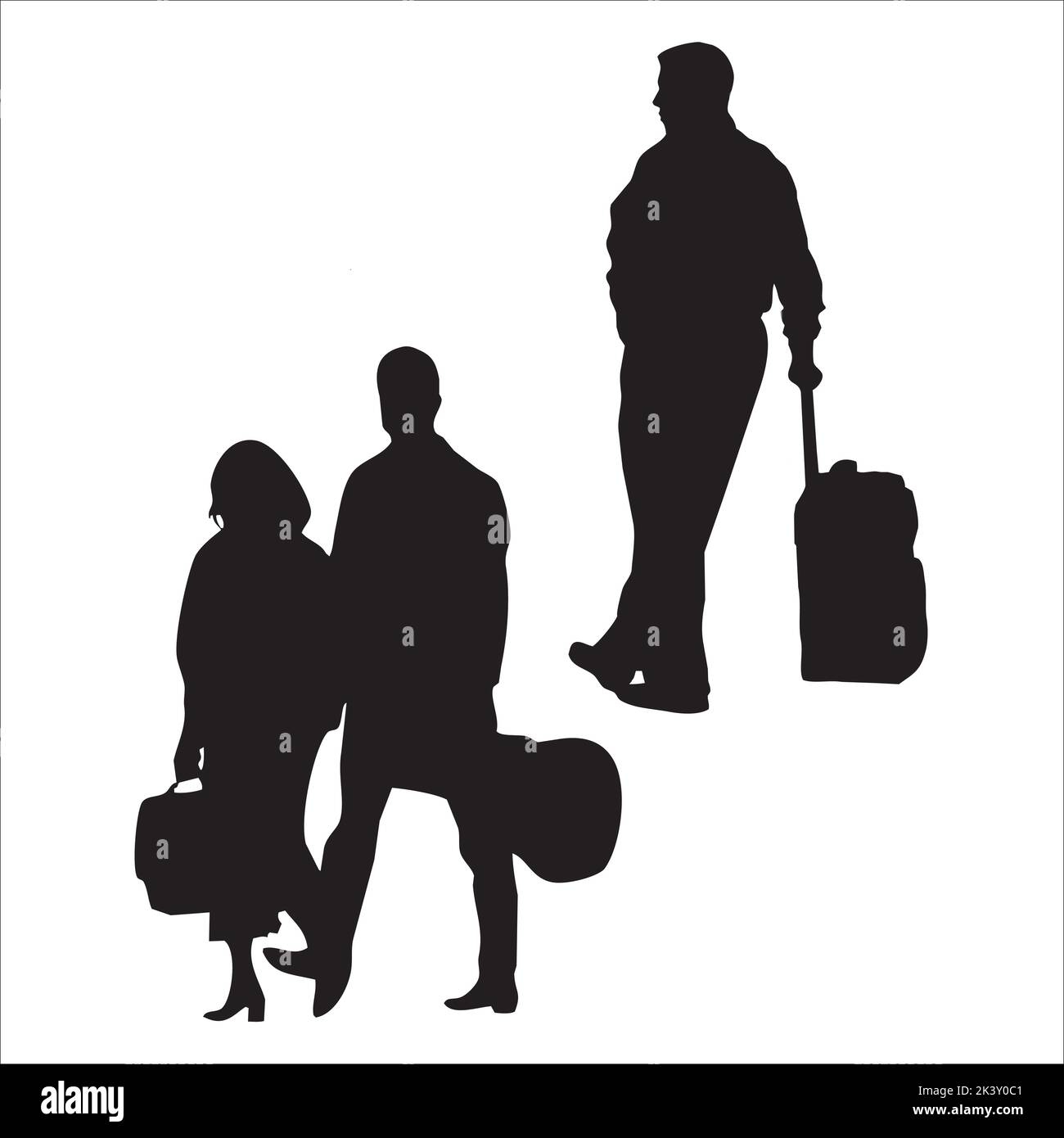 Vector Set Of Traveling Peoples Silhouettes Illustration Isolated On ...