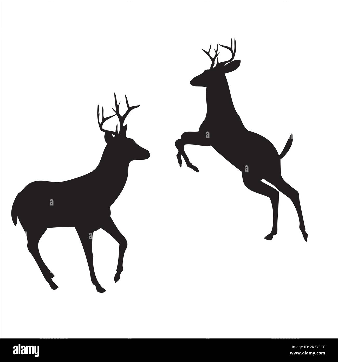 Vector Set Of Deer Silhouettes Illustration Isolated On White ...