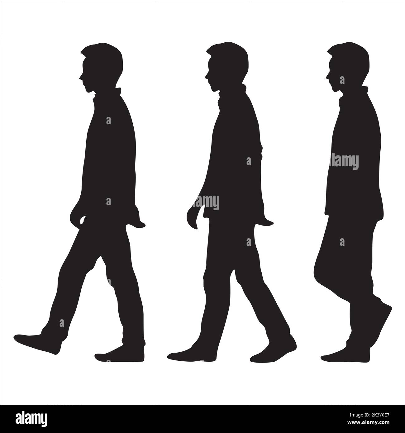 Vector Set Of Man Walk Cycle Silhouettes Illustration Isolated On White ...