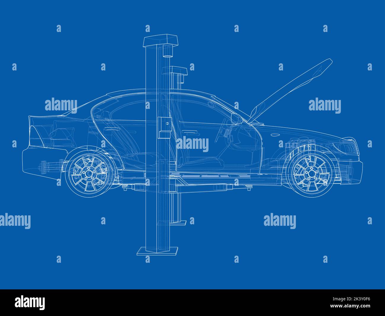 Car lift stand tower with car. Vector Stock Vector Image & Art - Alamy