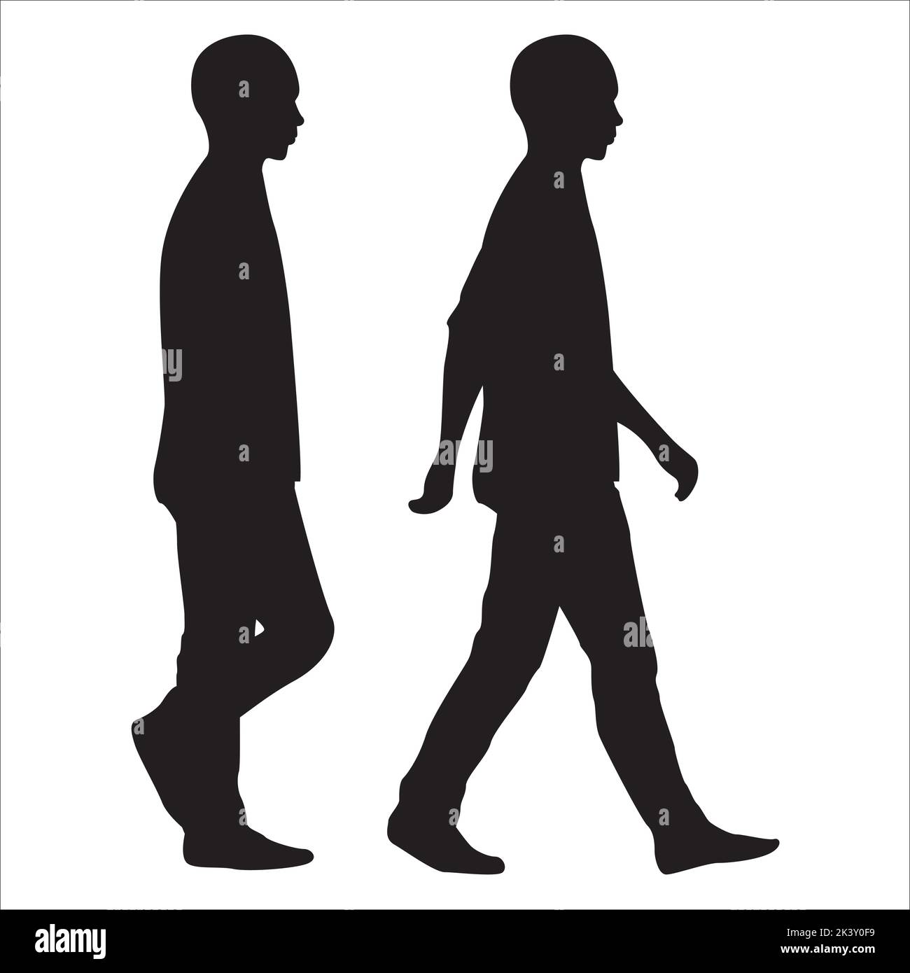 Vector Set Of Man Walk Cycle Silhouettes Illustration Isolated On White ...