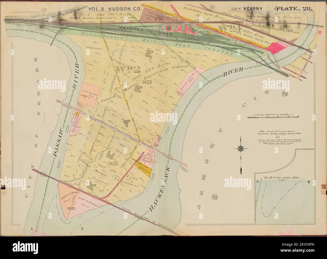Hudson County, V. 2, Double Page Plate No. 28 Map bounded by Hackensack ...