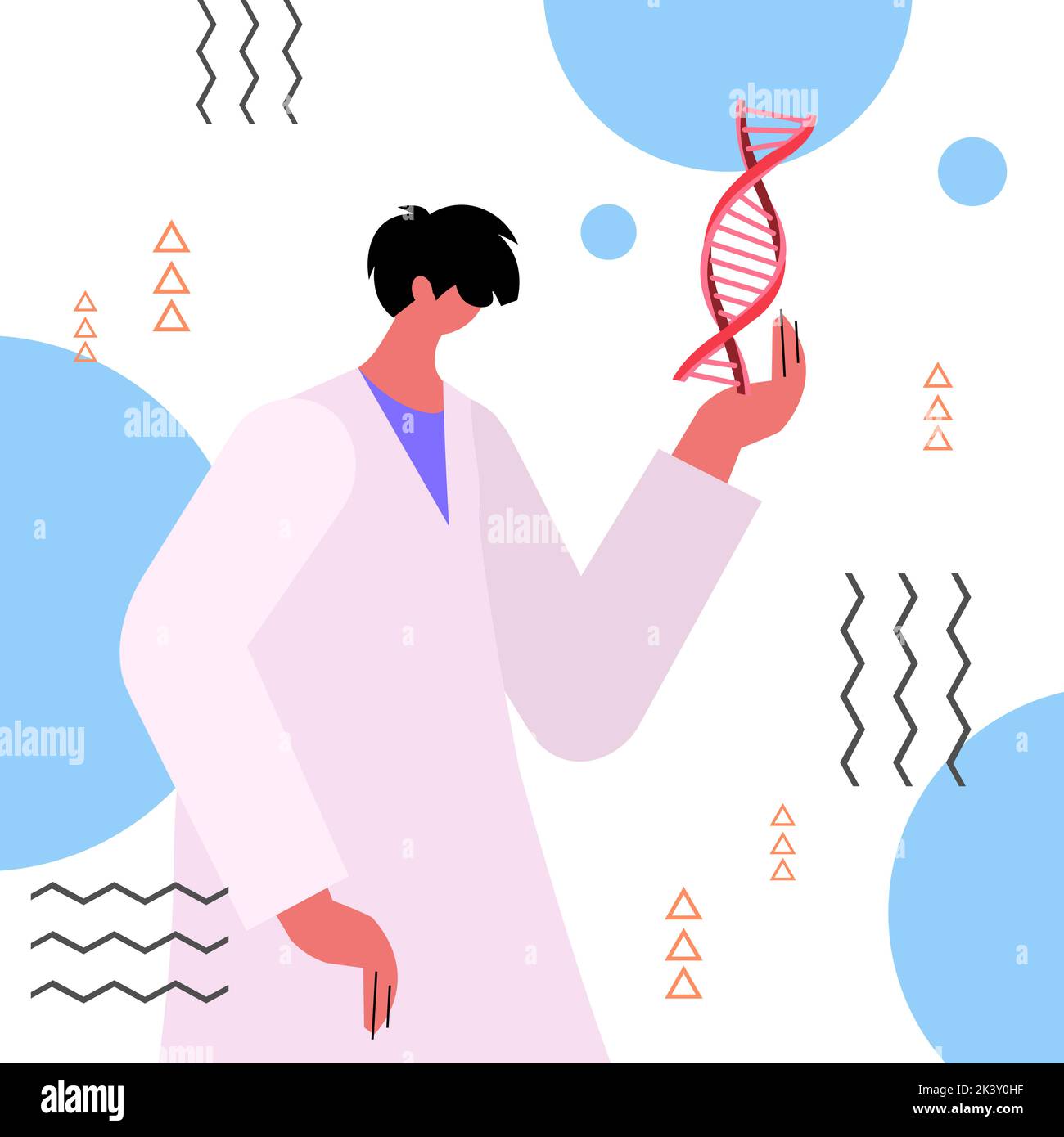 Scientist holding dna model Stock Vector Images - Alamy