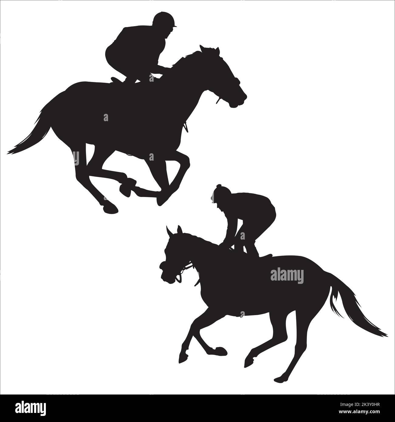 Vector Set Of Horseman With Horse Silhouettes Illustration Isolated On ...