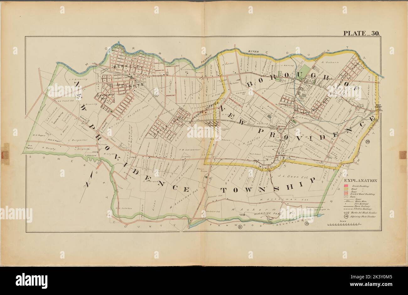 Union County, Double Page Plate No. 30 Map of borough of New Providence ...