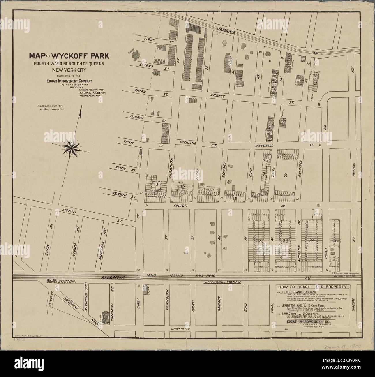 Map of Wyckoff Park, Fourth Ward, Borough of Queens, New York City ...